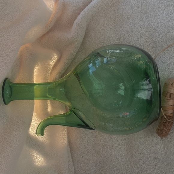 Italy | Dining | Vintage Italian Green Glass Wine Decanter | Poshmark